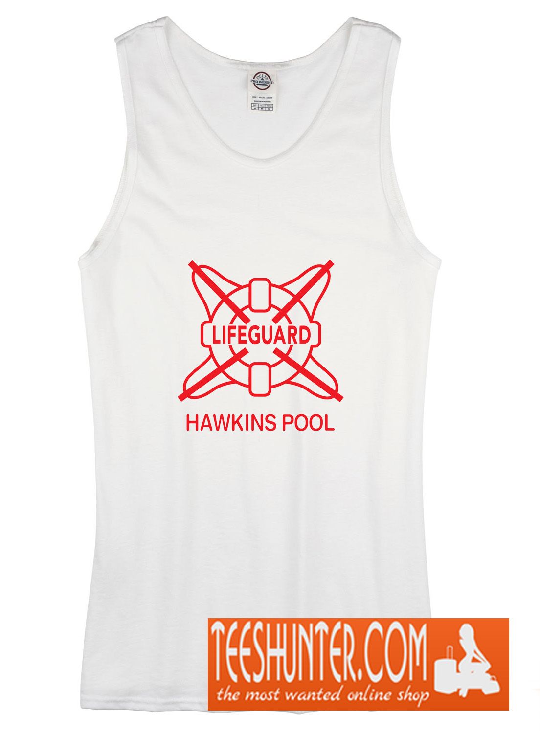 Hawkins Pool Lifeguard - Red Logo Tank Top